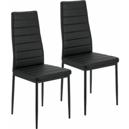 Esszimmerstühle Loja Stühle 2er Set Esszimmerstuhl - Küchenstühle mit Kunstleder Bezug - hohe Lehne stabiles Gestell - Stuhl in Schwarz - Juskys