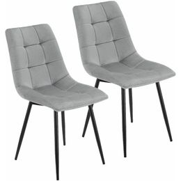 Esszimmerstühle Blanca 2er Set - Samt Stühle gepolstert - Stuhl für Esszimmer, Küche & Wohnzimmer - modern, belastbar bis 120 kg Hellgrau - Juskys