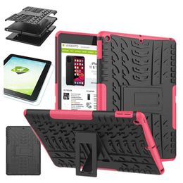 Wigento Tablet-Hülle Für Apple iPad 10.2 Zoll 2019 / 2020 / 2021 7. / 8. / 9. Generation Hybrid Outdoor Schutzhülle Pink Tasche + 0.3 H9 Schutzglas