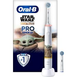 Oral-B Elektrische Zahnbürste Pro Junior, Aufsteckbürsten: 2 St., Drucksensor, weiß