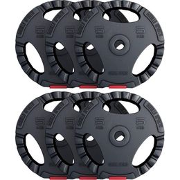 Gorilla Sports Hantelscheiben 30 kg - 6 x 5 kg, 30 kg, (Set, 6-tlg), schwarz