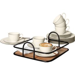 Seltmann Weiden Kaffeeservice Geschirr-Set, Service Zoè (18-tlg), 6 Personen, Porzellan, schlicht und dezent, Made in Germany, 18 Teile, für 6 Personen, schwarz