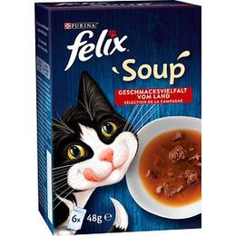FELIX® Katzen-Nassfutter Soup Geschmacksvielfalt vom Land mit Rind, Huhn und Lamm 6x 48,0 g