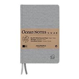 AURORA Ocean Linen Notizbuch Sonderformat Liniert Genäht Hardback Grau Nicht perforiert 192 Seiten