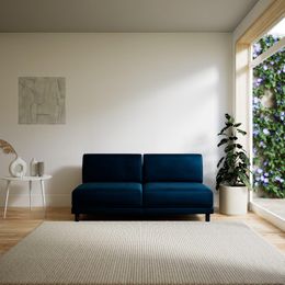 MYCS Sofa Samt Nachtblau - Moderne Designer-Couch: Hochwertige Qualität, einzigartiges Design - 160 x 75 x 98 cm, Komplett anpassbar