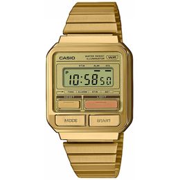 Chronograph CASIO VINTAGE "A120WEG-9AEF" Armbanduhren goldfarben Damen Quarzuhren Quarzuhr, Armbanduhr, Damen, Herren, digital, retro, Stoppfunktion