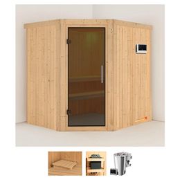 Karibu Sauna "Laila" Saunen 3,6-kW-Bio-Plug & Play Ofen mit externer Steuerung beige (naturbelassen) Saunen