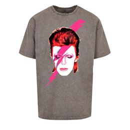 F4NT4STIC T-Shirt 'Aladdin Sane Lightning Bolt' Herren Gr&ouml;&szlig;e 5XL schlammfarben / pink / knallrot / wei&szlig;