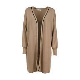 Influencer Strickjacke Damen Gr&ouml;&szlig;e L beige / schwarz