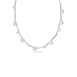 Swarovski Collier Constella Halskette, Gemischte Rundschliffe, Weiß, Rhodiniert, 5638696, mit Swarovski® Kristall, silberfarben|weiß