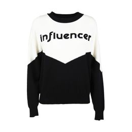 Influencer Pullover Damen Gr&ouml;&szlig;e L schwarz / wei&szlig;