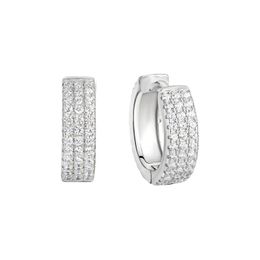 Zeeme Basic Klappcreolen 925/- Sterling Silber Zirkonia weiß 1,6cm Glänzend