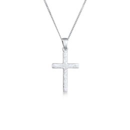 Elli Kette mit Anhänger Kreuz Symbol Strukturiert 925 Silber