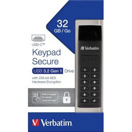 Verbatim USB Stick 32GB Keypad Secure AES 256 Bit schwarz TYP C USB 3.2 USB-Stick