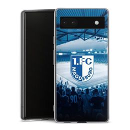 DeinDesign Handyhülle 1. FC Magdeburg Stadion 1. FCM 1.FCM Arena, Google Pixel 6a Silikon Hülle Bumper Case Handy Schutzhülle, weiß