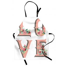 Abakuhaus Kochschürze Höhenverstellbar Klare Farben ohne verblassen, Blumenweinlese Big Love Beschriftung, bunt