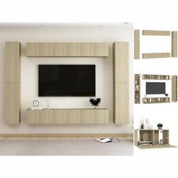 vidaXL TV-Schrank Fernsehschrank TV Möbel 10tlg TV Schrank Set Sonoma Eiche Spanplatte, braun