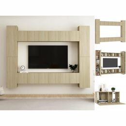 vidaXL TV-Schrank Fernsehschrank TV Möbel 10tlg TV Schrank Set Sonoma Eiche Spanplatte, braun