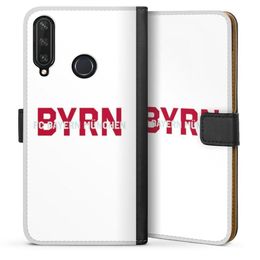 DeinDesign Handyhülle FC Bayern München FCB Offizielles Lizenzprodukt BYRN white, Huawei Y6p Hülle Handy Flip Case Wallet Cover Handytasche Leder