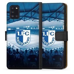 DeinDesign Handyhülle 1. FC Magdeburg Stadion 1. FCM 1.FCM Arena, Samsung Galaxy A31 Hülle Handy Flip Case Wallet Cover, schwarz