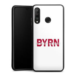 DeinDesign Handyhülle FC Bayern München FCB Offizielles Lizenzprodukt BYRN white, Huawei P30 Lite Silikon Hülle Premium Case Handy Schutzhülle
