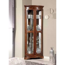 JVmoebel Eckvitrine Klassische Italienische Möbel Holz Braun Eckvitrine Vitrineschrank (1-St., Eckvitrine) Made in Italy