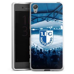 DeinDesign Handyhülle 1. FC Magdeburg Stadion 1. FCM 1.FCM Arena, Sony Xperia X Silikon Hülle Bumper Case Handy Schutzhülle, weiß