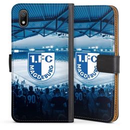 DeinDesign Handyhülle 1. FC Magdeburg Stadion 1. FCM 1.FCM Arena, Huawei Y5 (2019) Hülle Handy Flip Case Wallet Cover Handytasche Leder, schwarz