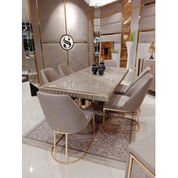 JVmoebel Esszimmer-Set Esszimmer Set Garnitur Tisch 6x Stühle Design Modern Möbel, (7-St., Esstisch + 6x Stühle), grau