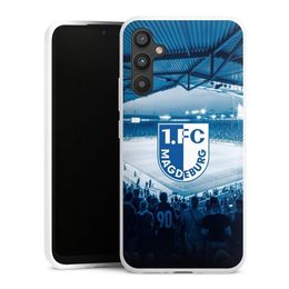 DeinDesign Handyhülle 1. FC Magdeburg Stadion 1. FCM 1.FCM Arena, Samsung Galaxy A34 5G Silikon Hülle Bumper Case Handy Schutzhülle, weiß