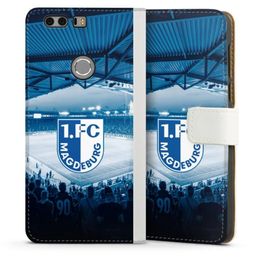 DeinDesign Handyhülle 1. FC Magdeburg Stadion 1. FCM 1.FCM Arena, Huawei Honor 8 Hülle Handy Flip Case Wallet Cover Handytasche Leder, weiß