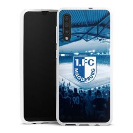DeinDesign Handyhülle 1. FC Magdeburg Stadion 1. FCM 1.FCM Arena, Samsung Galaxy A30s Silikon Hülle Bumper Case Handy Schutzhülle, weiß