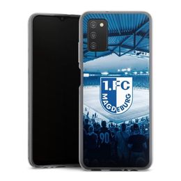 DeinDesign Handyhülle 1. FC Magdeburg Stadion 1. FCM 1.FCM Arena, Samsung Galaxy A03s Silikon Hülle Bumper Case Handy Schutzhülle, weiß, transparent