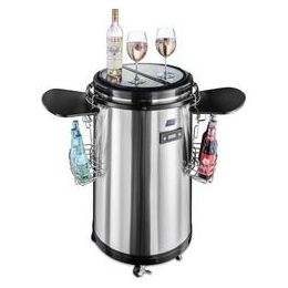 GastroHero Party-Cooler / Kühltonne 50 Liter Edelstahl für 22 Flaschen mit Glasdeckel