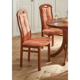 Stuhl Home Affaire "ALEX" Stühle braun (kirschbaumfarben, orange) 4-Fuß-Stuhl Esszimmerstuhl Polsterstuhl Küchenstühle Stühle 2 Stück