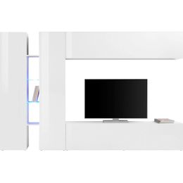Wohnwand Tecnos "Maruska" Kastenmöbel-Sets Gr. B/H/T: 280 cm x 180 cm x 30 cm, weiß (weiß hochglanz, hochglanz) Wohnwände