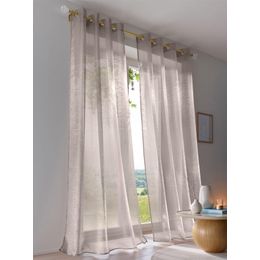 Vorhang HEINE HOME Gardinen Gr. 245 cm, Ösen, 135 cm, grau (taupe) Ösen