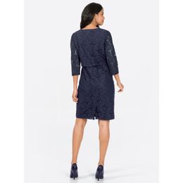 Spitzenkleid Lady "Kleid" Gr. 22, Kurzgrößen, blau (marine) Damen Kleider Spitzenkleider