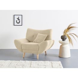 Sessel Home Affaire "Basta" Gr. Lu x us-Microfaser weich, B/H/T: 112 cm x 80 cm x 82 cm, beige (creme) Home Affaire