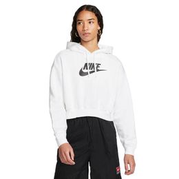Nike Damen Sportswear Club Fleece Oversized Crop Graphic Hoodie weiß