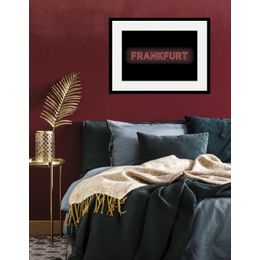 Bild queence "FRANKFURT LIGHTS" Bilder Gr. B/H: 70 cm x 50 cm, Wandbild Städte Querformat, 1 St., rot Kunstdrucke