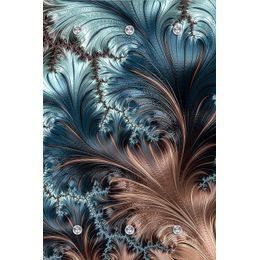 Garderobenleiste queence "Azalea" Garderobenhalter Gr. B/H/T: 80 cm x 120 cm x 3 cm, blau (türkis, bronze) Haken