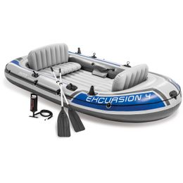 Schlauchboot Intex "Excursion 4" Kleinboote grau (grau, blau) Wasserspielzeug Kleinboote