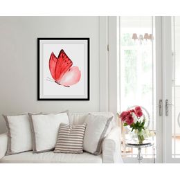 Bild queence "Liana" Bilder Gr. B/H: 50 cm x 70 cm, Wandbild Schmetterlinge Hochformat, 1 St., rosa Kunstdrucke