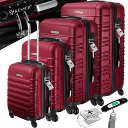 Kesser&reg; 4tlg. Hartschalenkofferset Hartschalenkoffer Reisekoffer Set Reisekofferset Trolley Koffer Inkl. Kofferwaage + Gep&auml;ckanh&auml;nger Rollkoffer Schloss 4 Rollen ABS-Hartschale Teleskopgriff S-M-L-XL
