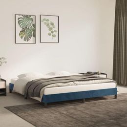 MAISONCHIC Bettgestell Doppelbett Bett für Schlafzimmer Dunkelblau 180x200 cm Samt DE92579