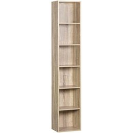 WOLTU Bücherregal mit 6 Fächern, Würfelregal freistehend, Standregal, Büroregal Aufbewahrungsregal Aktenregal, aus Holzwerkstoff, 30x158,5x24 cm(BxHxT),
