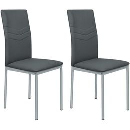 Haloyo - 2er-Set Esszimmerstühle, et Küchenstuhl, Metallgestell, Kunstleder, moderner Stuhl für Esszimmer, Wohnzimmer, Küche, Dunkelgrau