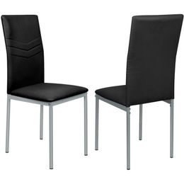 Haloyo - 2er-Set Esszimmerstühle, et Küchenstuhl, Metallgestell, Kunstleder, moderner Stuhl für Esszimmer, Wohnzimmer, Küche, Schwarz