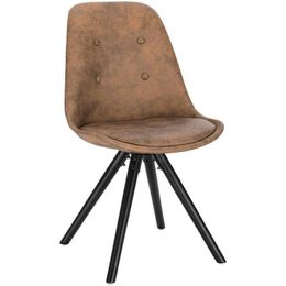 WOLTU 1 Stück Esszimmerstuhl, Sitzfläche aus Stoffbezug, Design Stuhl, Küchenstuhl, Holzgestell, Antiklederoptik Dunkelbraun - dunkelbraun